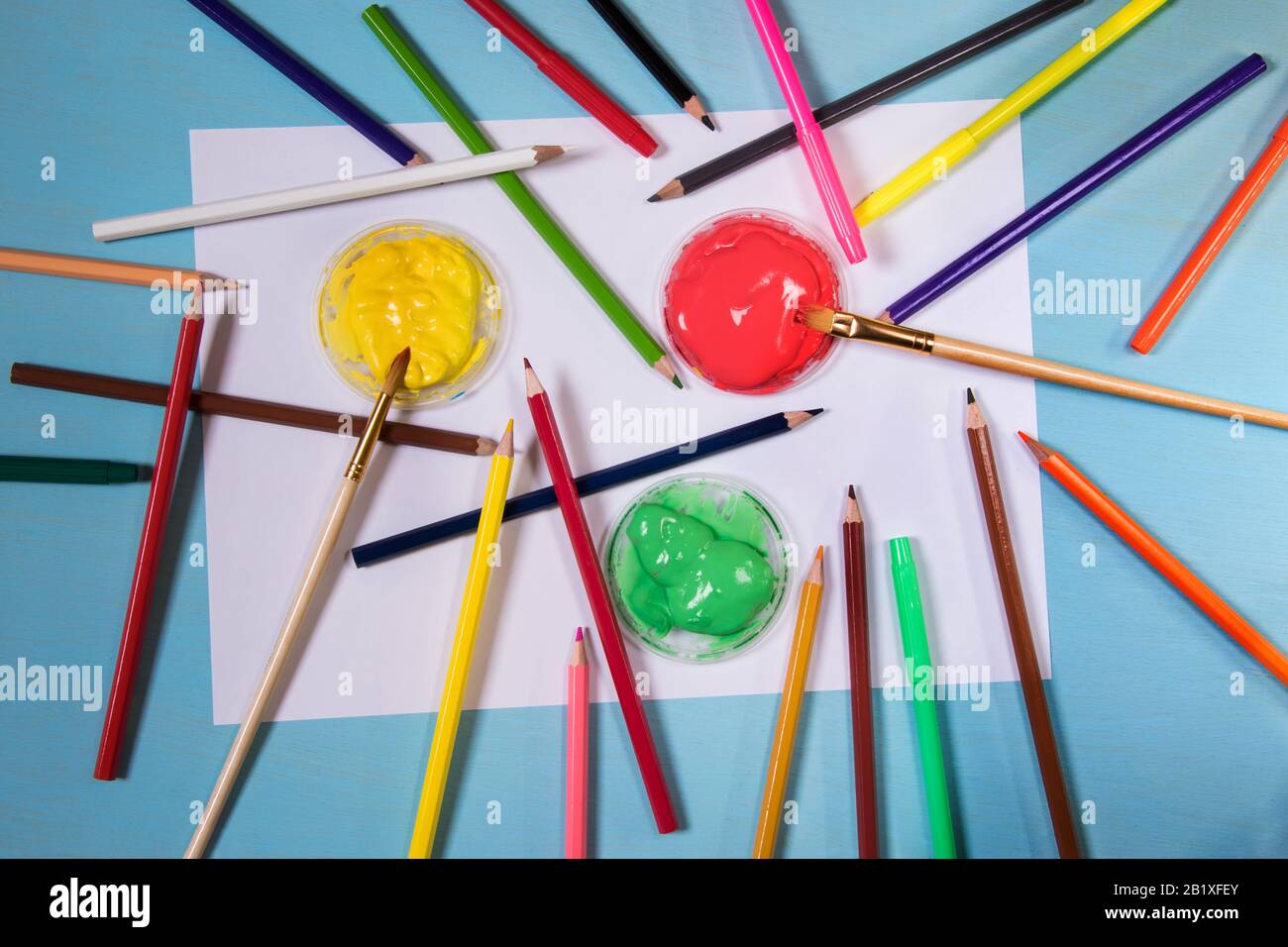 Watercolor colored pencil and pen and ink on paper hi-res stock ...