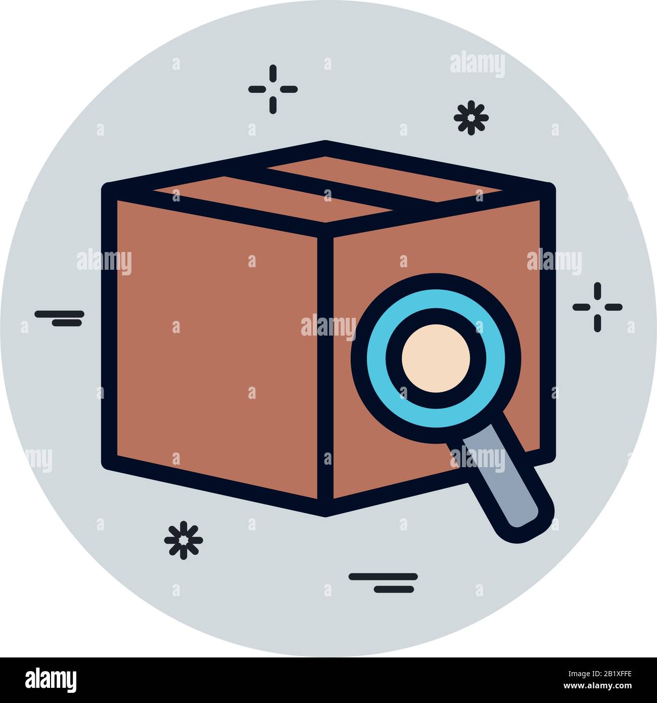 Box and lupe fill block style icon design, Delivery logistics ...
