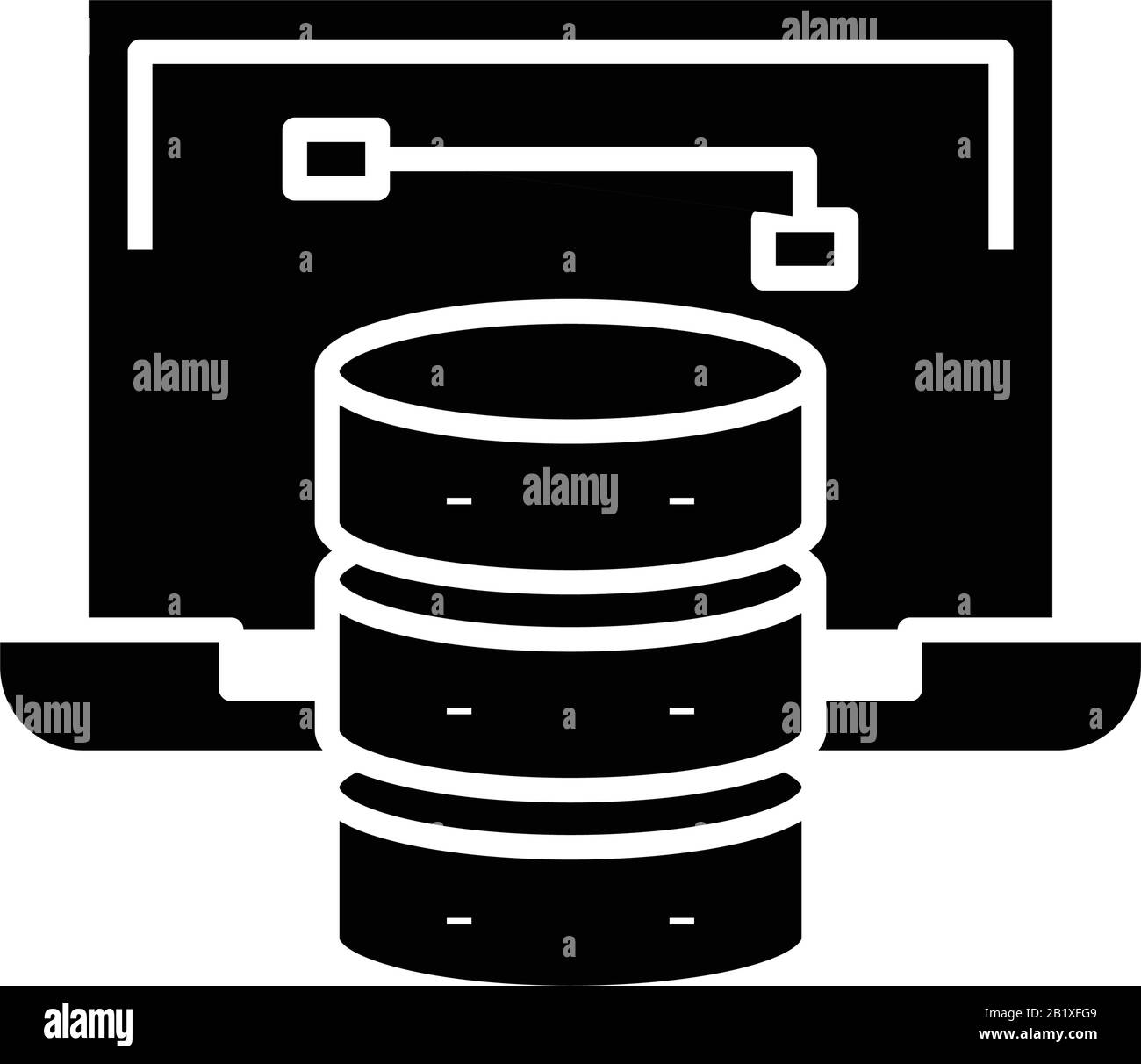 Computer data black icon, concept illustration, vector flat symbol ...