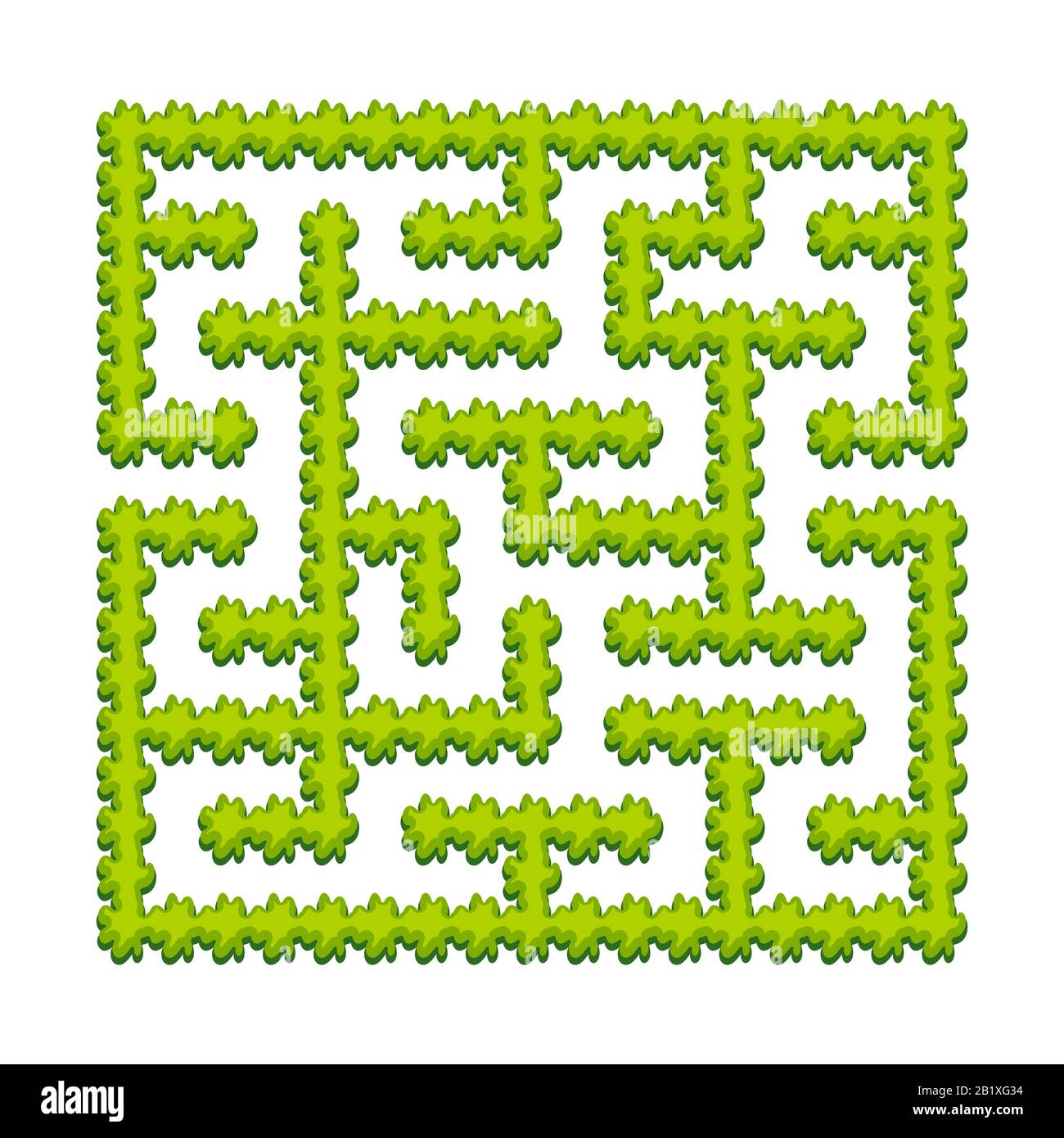 Abstract square labyrinth - green garden, shrubs. Game for kids. Puzzle ...
