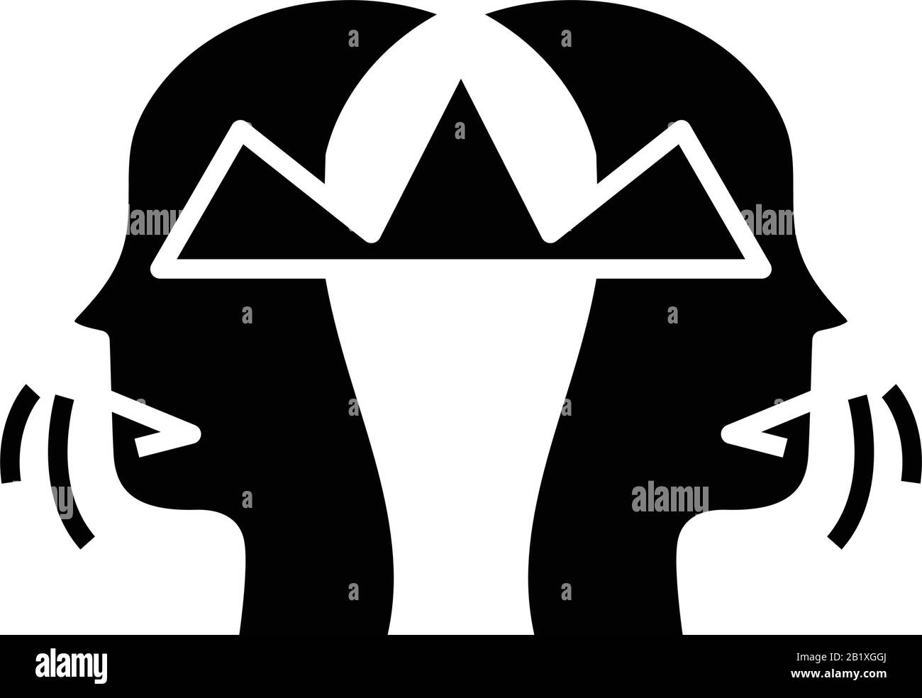 Crushing thoughts black icon, concept illustration, vector flat symbol ...