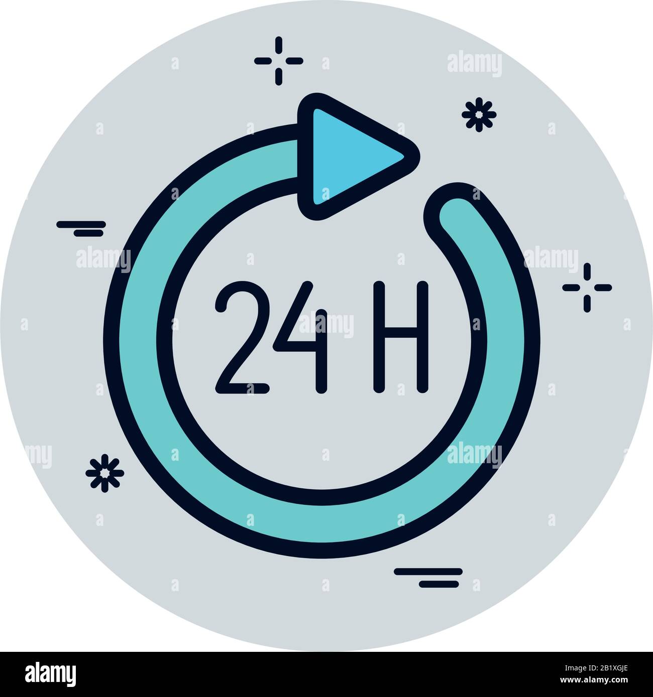24 hours arrow fill block style icon design, Delivery logistics ...