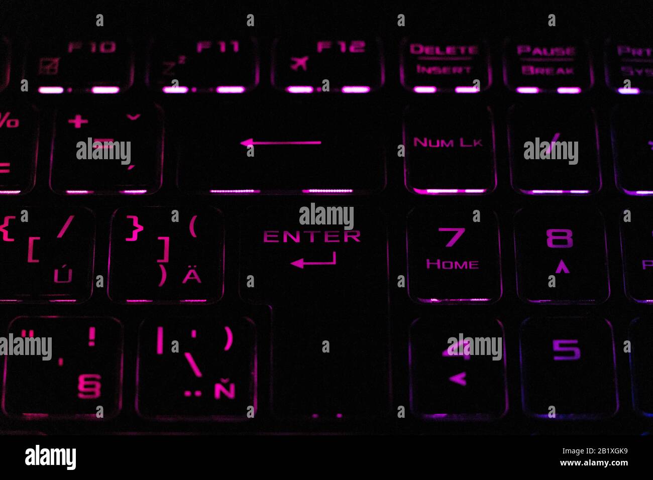 Colorful modern keyboard with rainbow backlight on black background ...