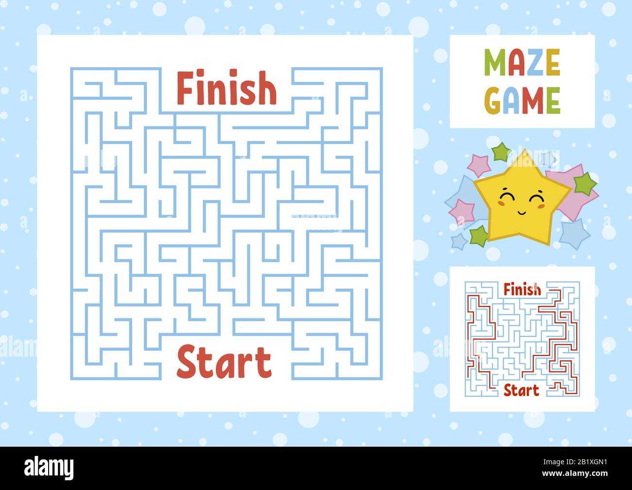 Color square maze. Find the right path from start to finish. Kids ...