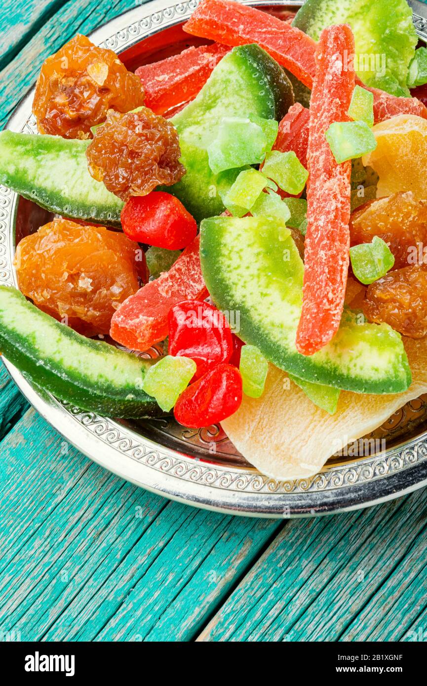 Healthy food,mix dried fruits.Healthy assorted dried fruit on a plate ...