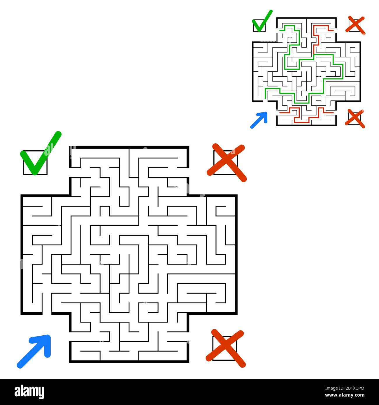 Abstract square maze. Find the right path. Game for kids. Puzzle for ...