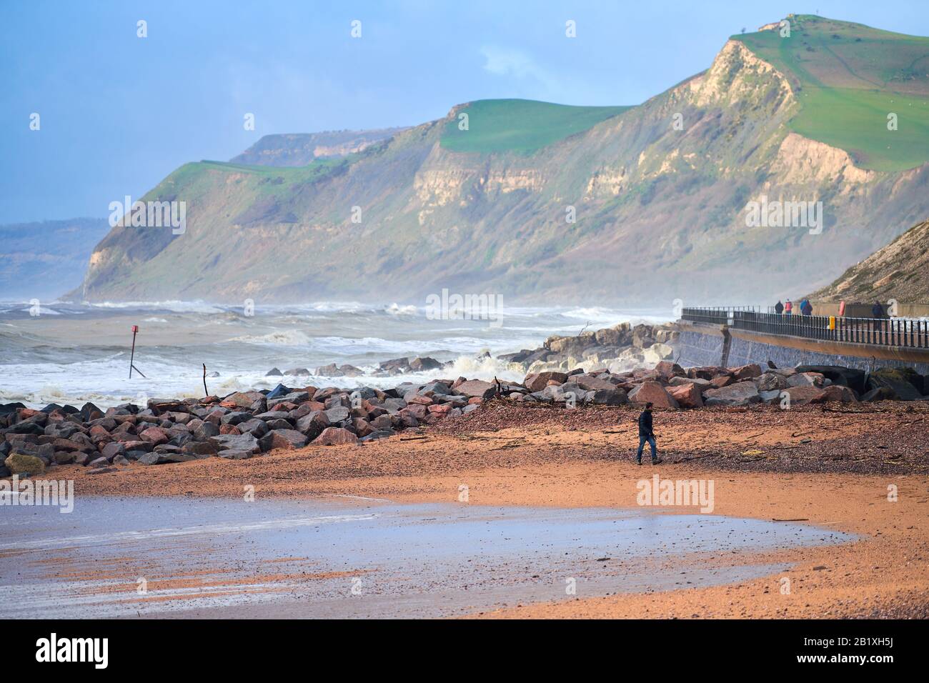 Stormy winter weather, Jurassic heritage coast line of the English ...