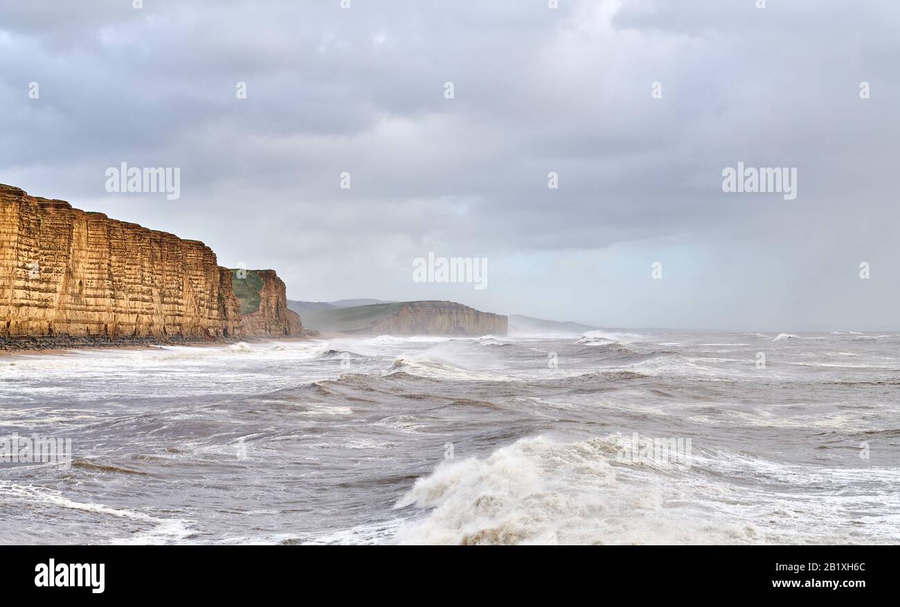 Stormy winter weather along the Jurassic heritage coast line of the ...