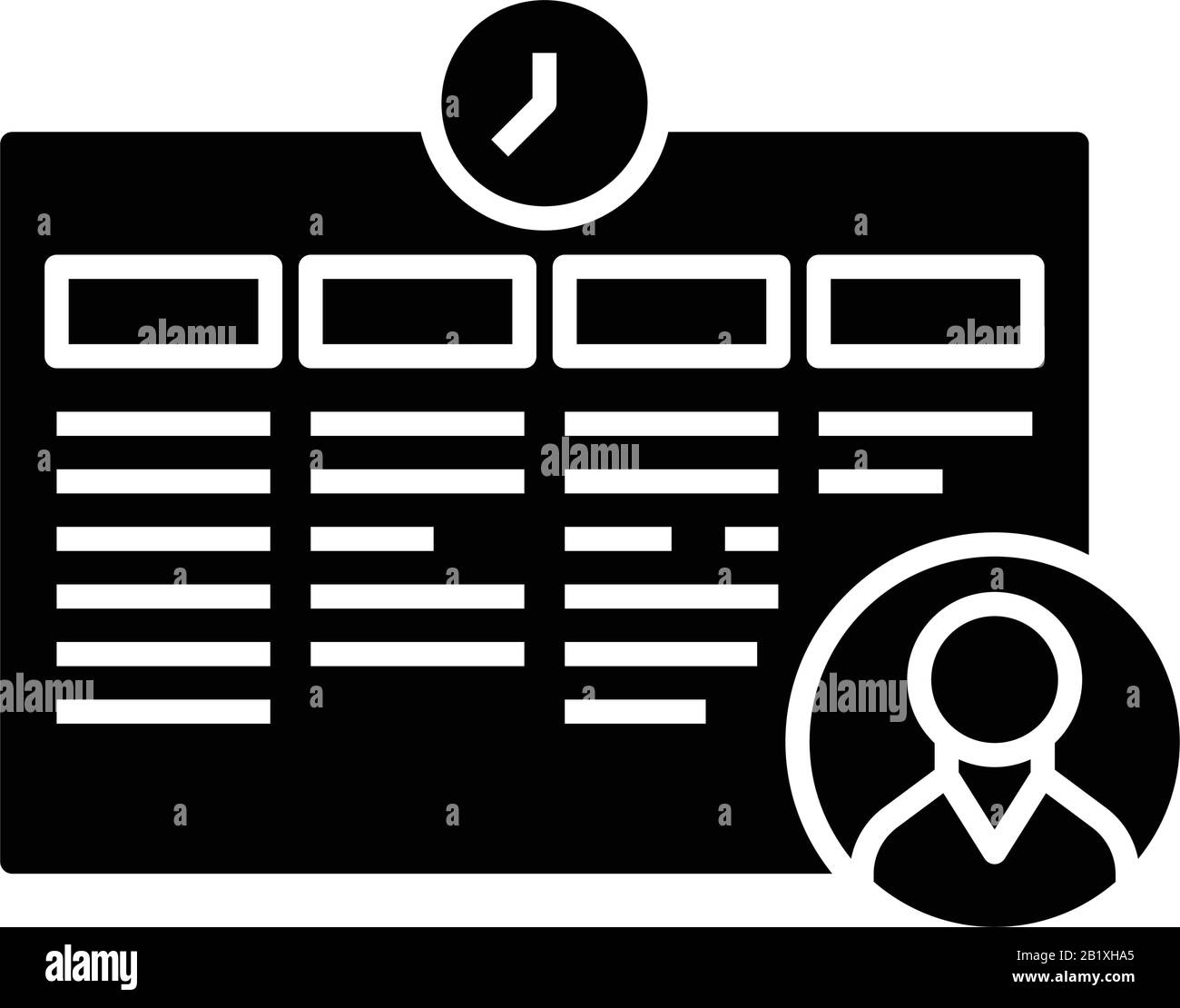 Data reminder black icon, concept illustration, vector flat symbol ...