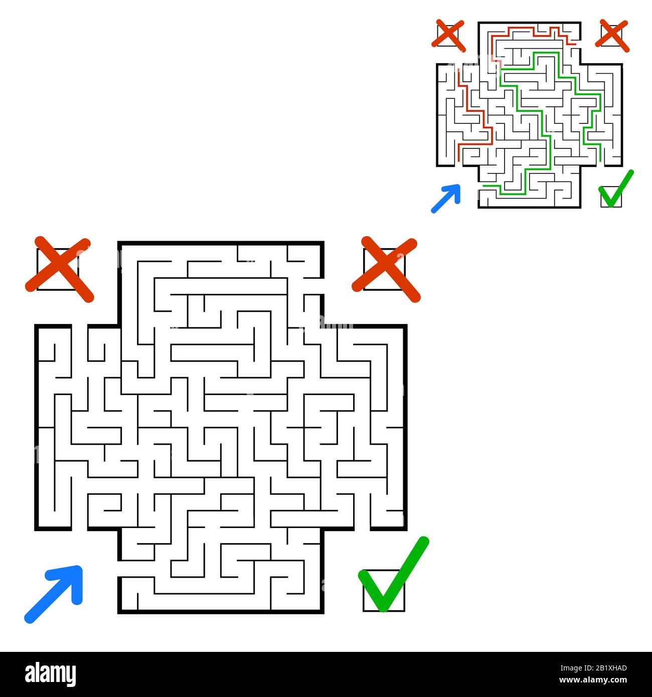 Abstract square maze. Find the right path. Game for kids. Puzzle for ...
