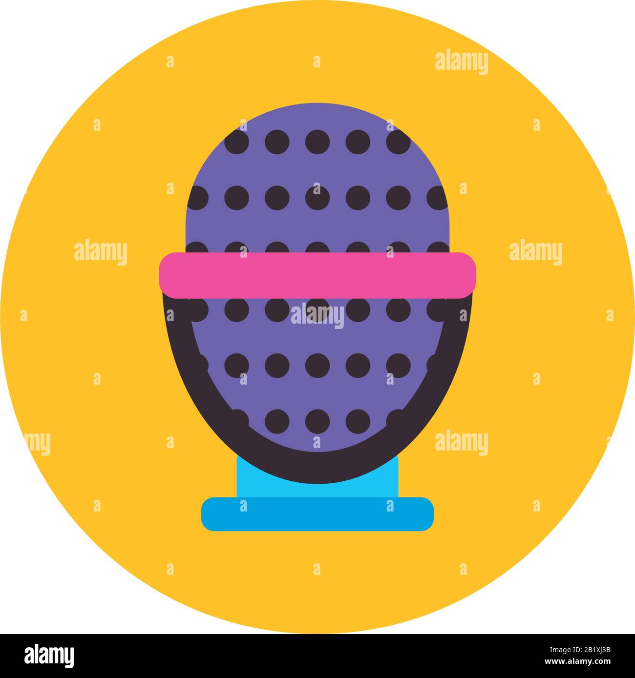 retro microphone flat block style icon design, Music sound melody song ...