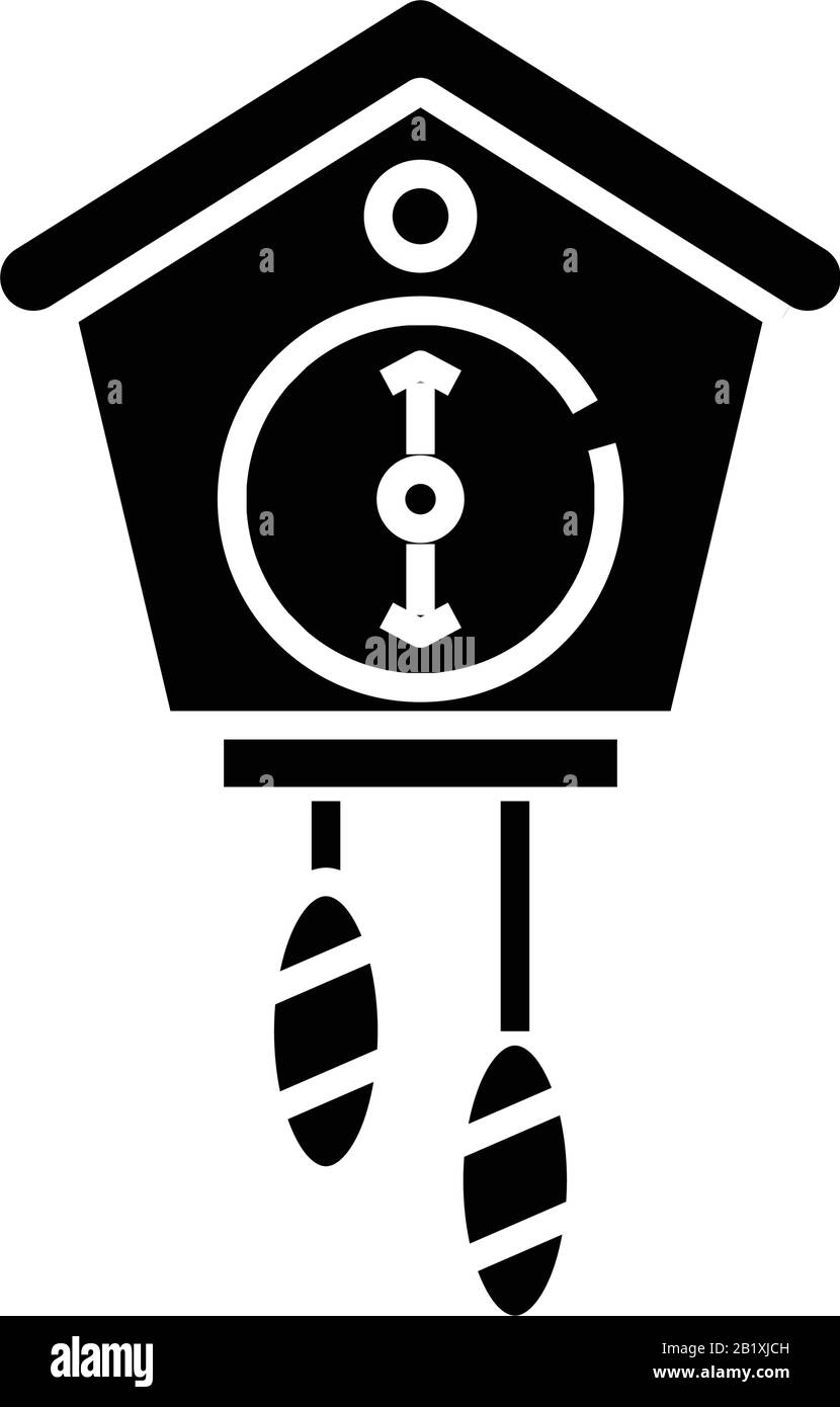 Cuckoo clocks black icon, concept illustration, vector flat symbol ...