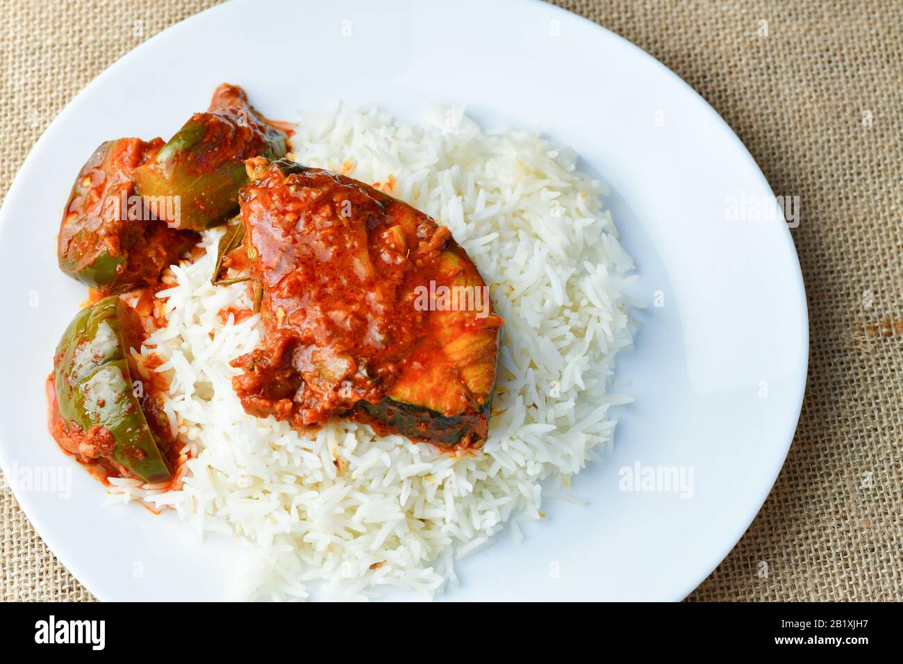 Close up of Malaysian Dish " Asam Pedas" with white rice Stock Photo ...