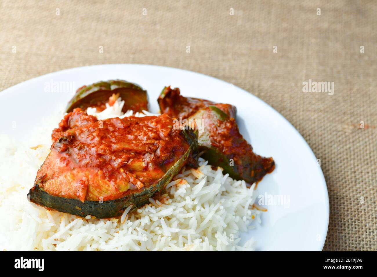 Close up of Malaysian Dish " Asam Pedas" with white rice Stock Photo ...
