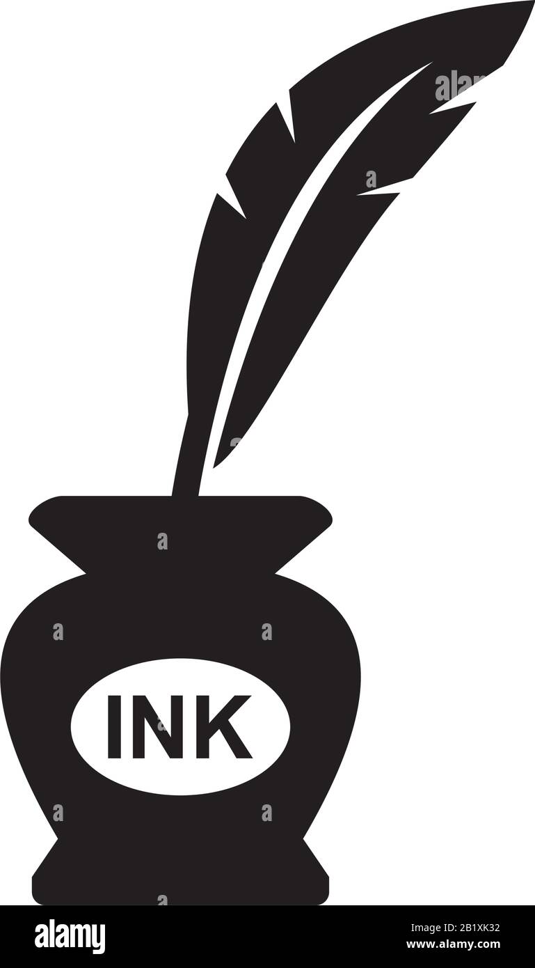 Feather and inkwell icon template black color editable. Feather and ...