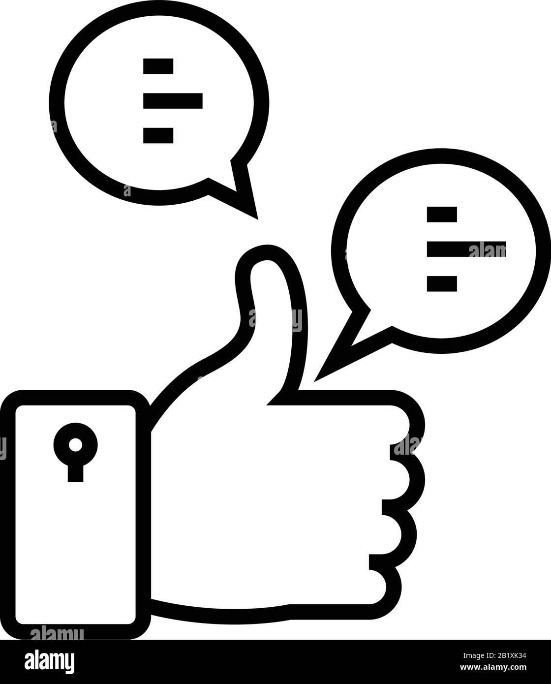 Marks and comments line icon, concept sign, outline vector illustration ...