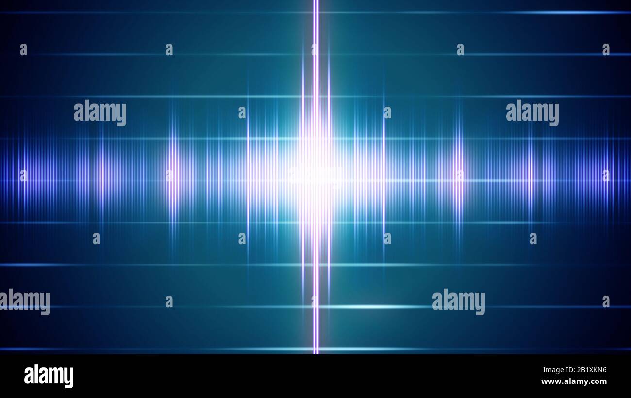 Abstract digital sound wave on the striped background with light ...