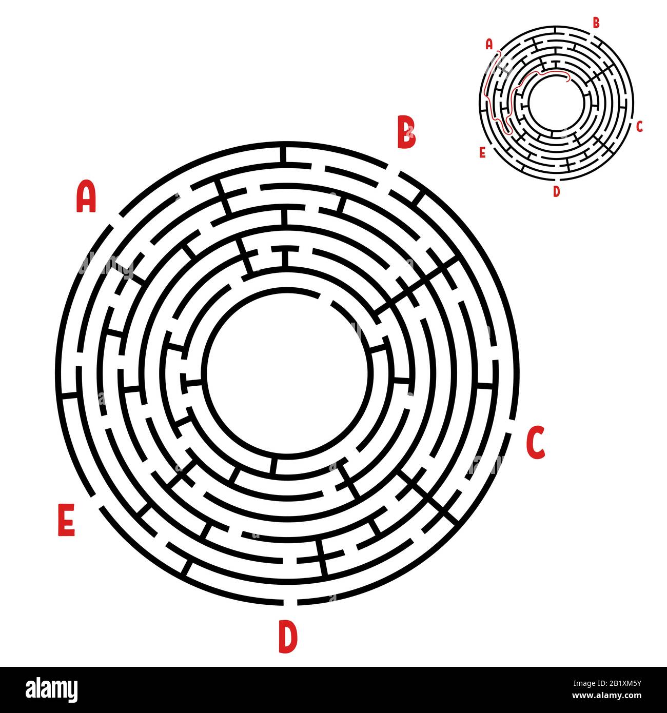 Abstract round maze. Game for kids. Puzzle for children. Find the right ...
