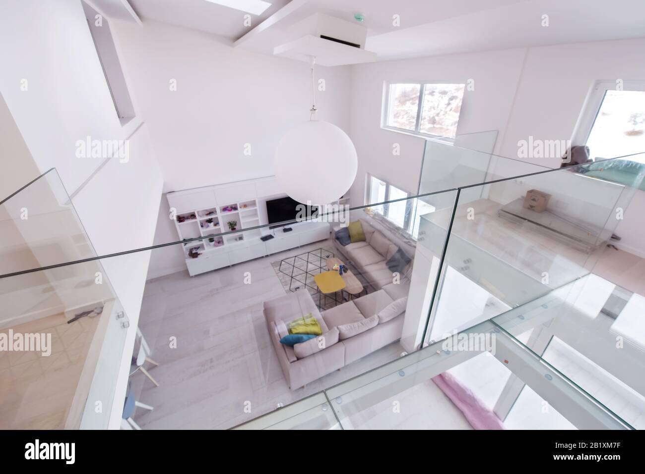 interior of a luxury stylish modern open space design two level ...