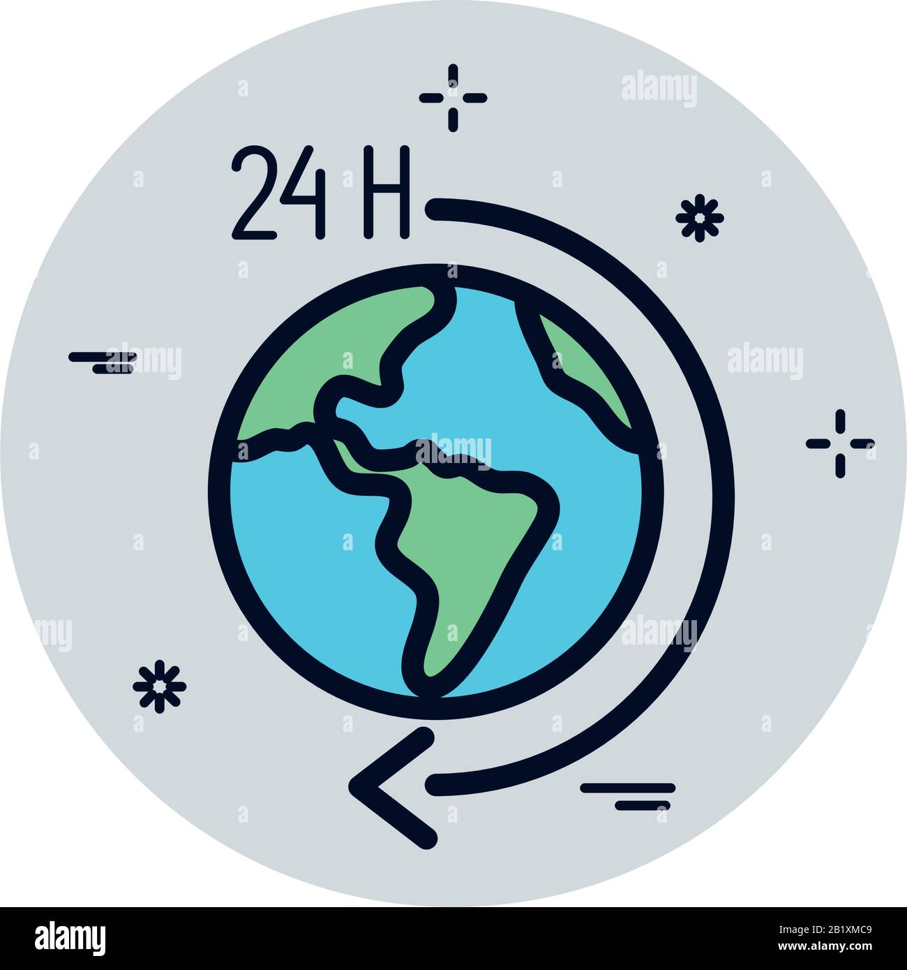 world and 24 hours arrow fill block style icon design, Delivery ...