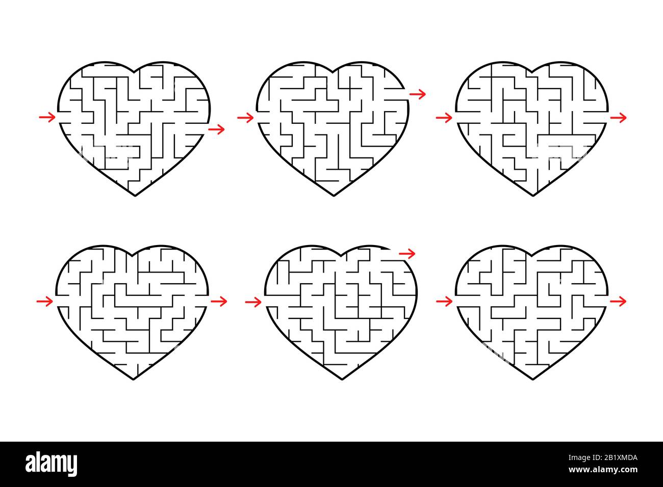 A set of labyrinths of hearts. Game for kids. Puzzle for children ...