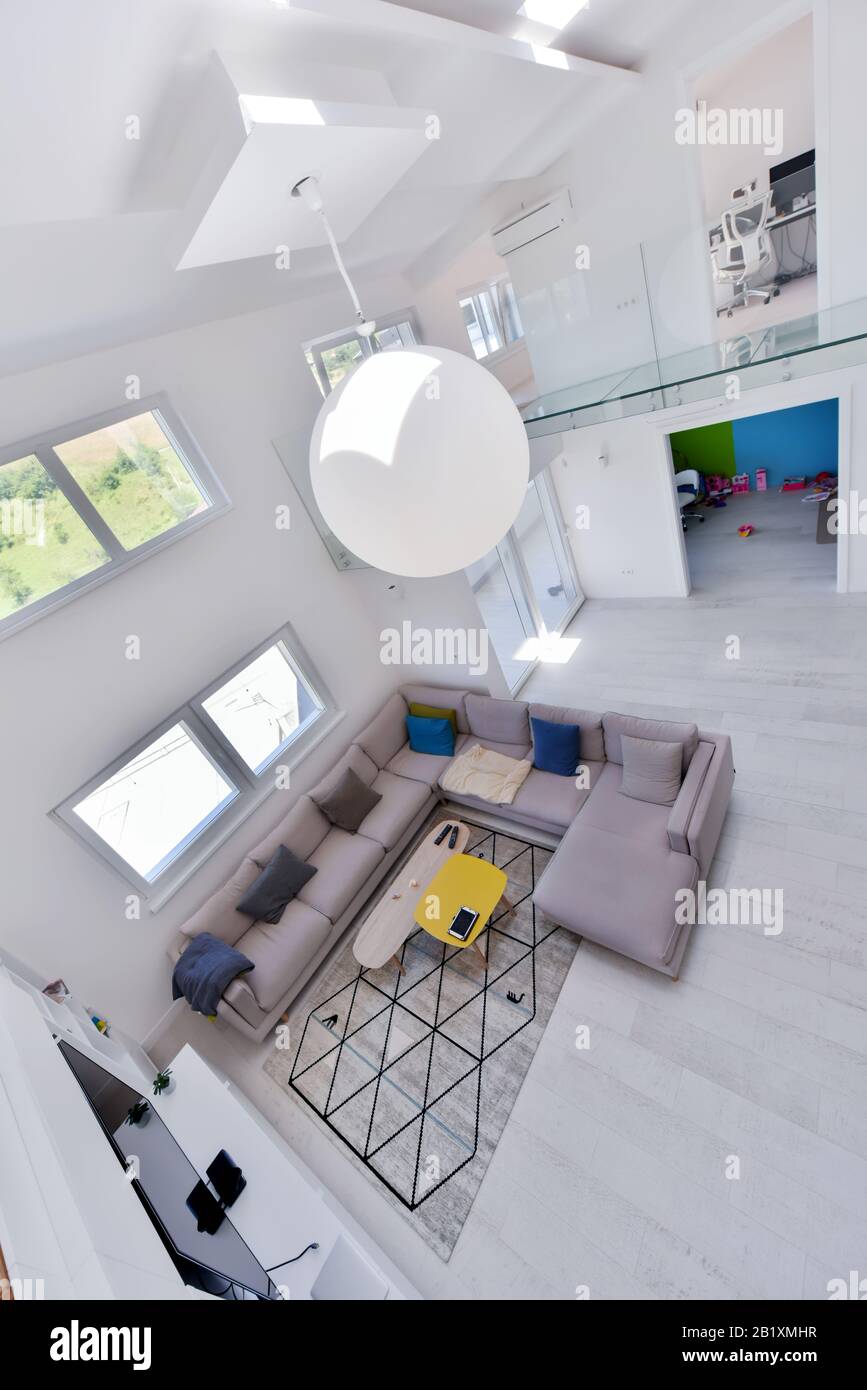 interior of a luxury stylish modern open space design two level ...