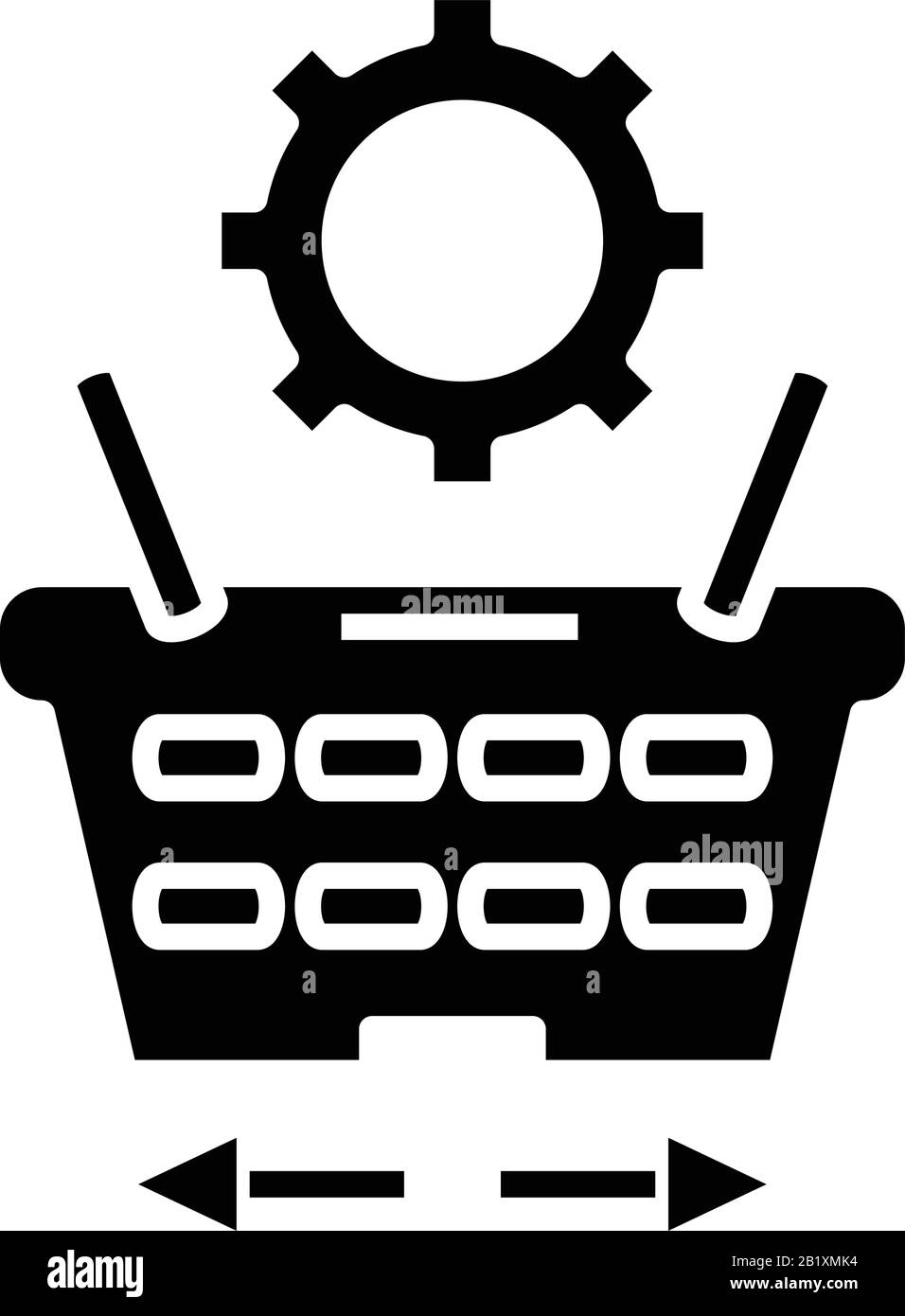 Consumer basket black icon, concept illustration, vector flat symbol ...