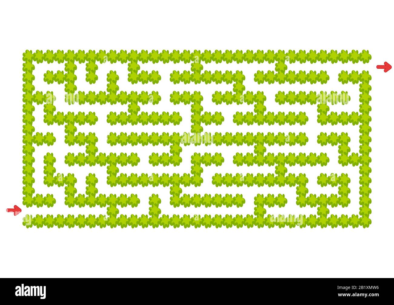 Color rectangular maze. Green garden in cartoon style. Game for kids ...