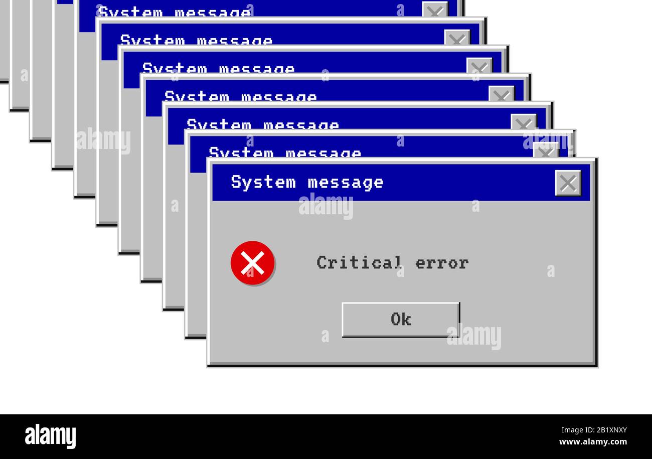 Critical Error System Message Screen Old Style Virus Popup Icon Vector Pc Alert Pixel 