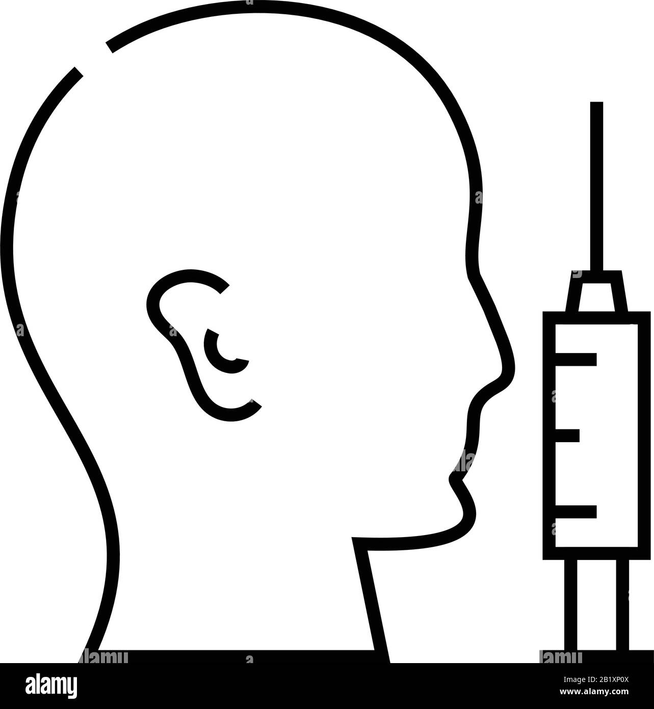 Medical procedure injection line icon, concept sign, outline vector ...