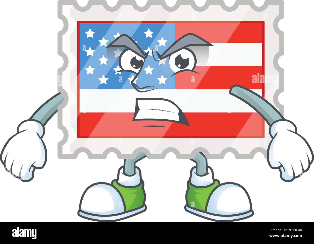 cartoon character of independence day stamp with angry face Stock ...