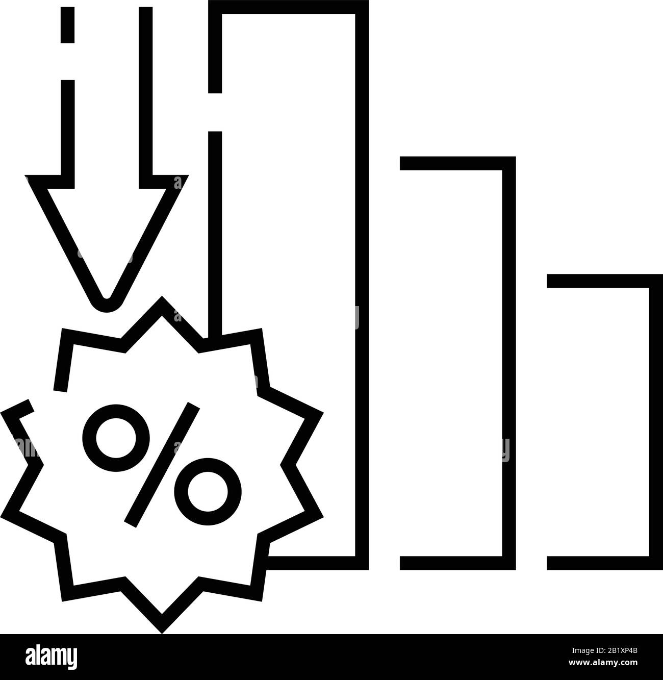 Interest rate decline line icon, concept sign, outline vector ...