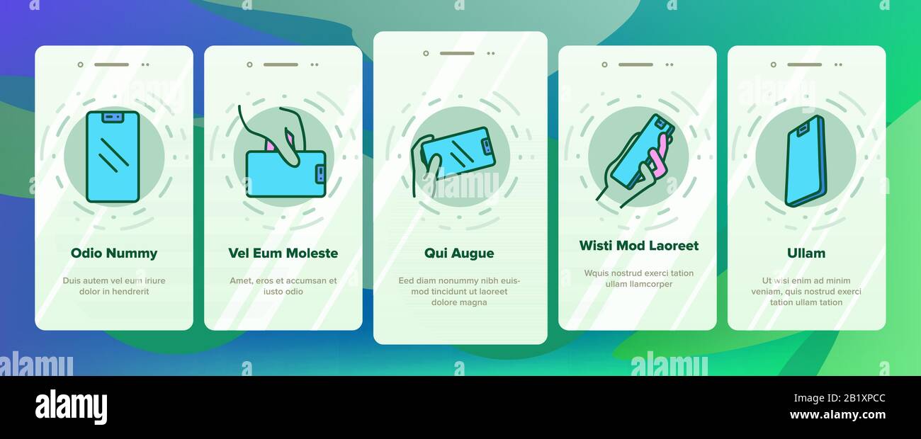 Smart Phone Technology Onboarding Icons Set Vector Stock Vector Image ...