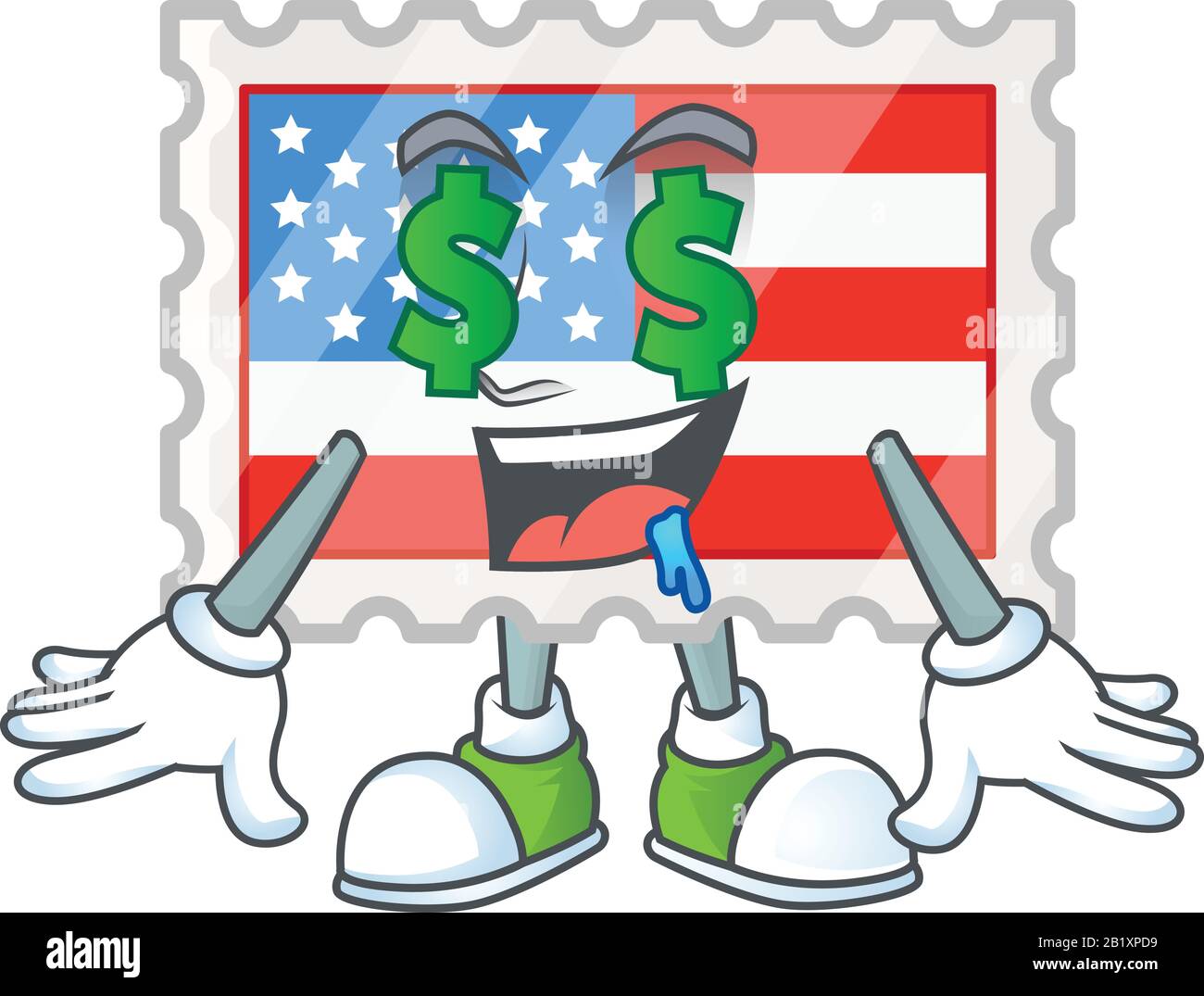 cartoon character style of independence day stamp with Money eye Stock ...