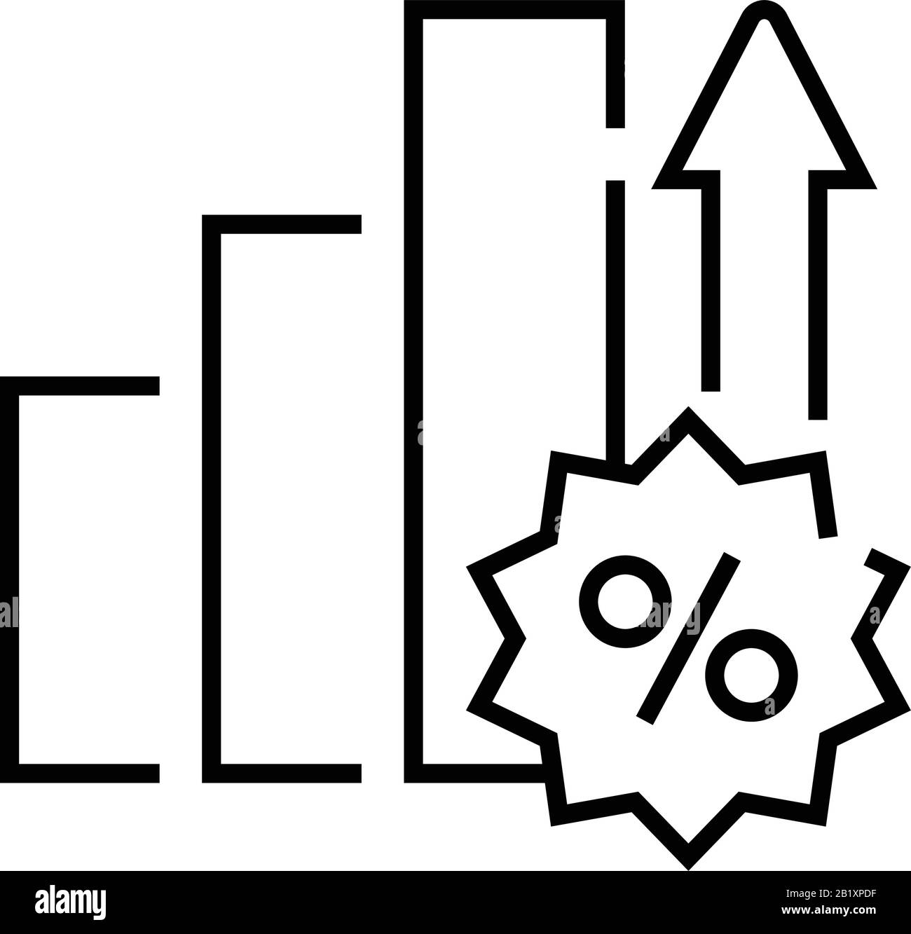 Interest rate increase line icon, concept sign, outline vector illustration, linear symbol Stock ...