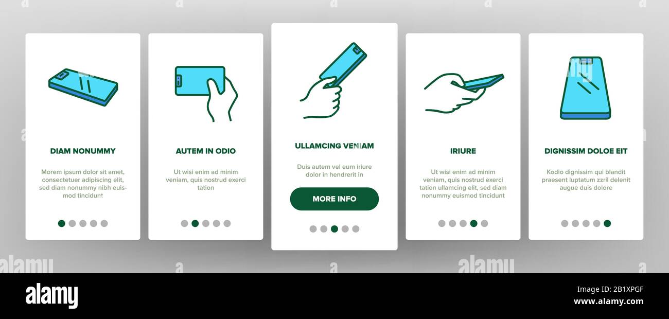 Smart Phone Technology Onboarding Icons Set Vector Stock Vector Image ...