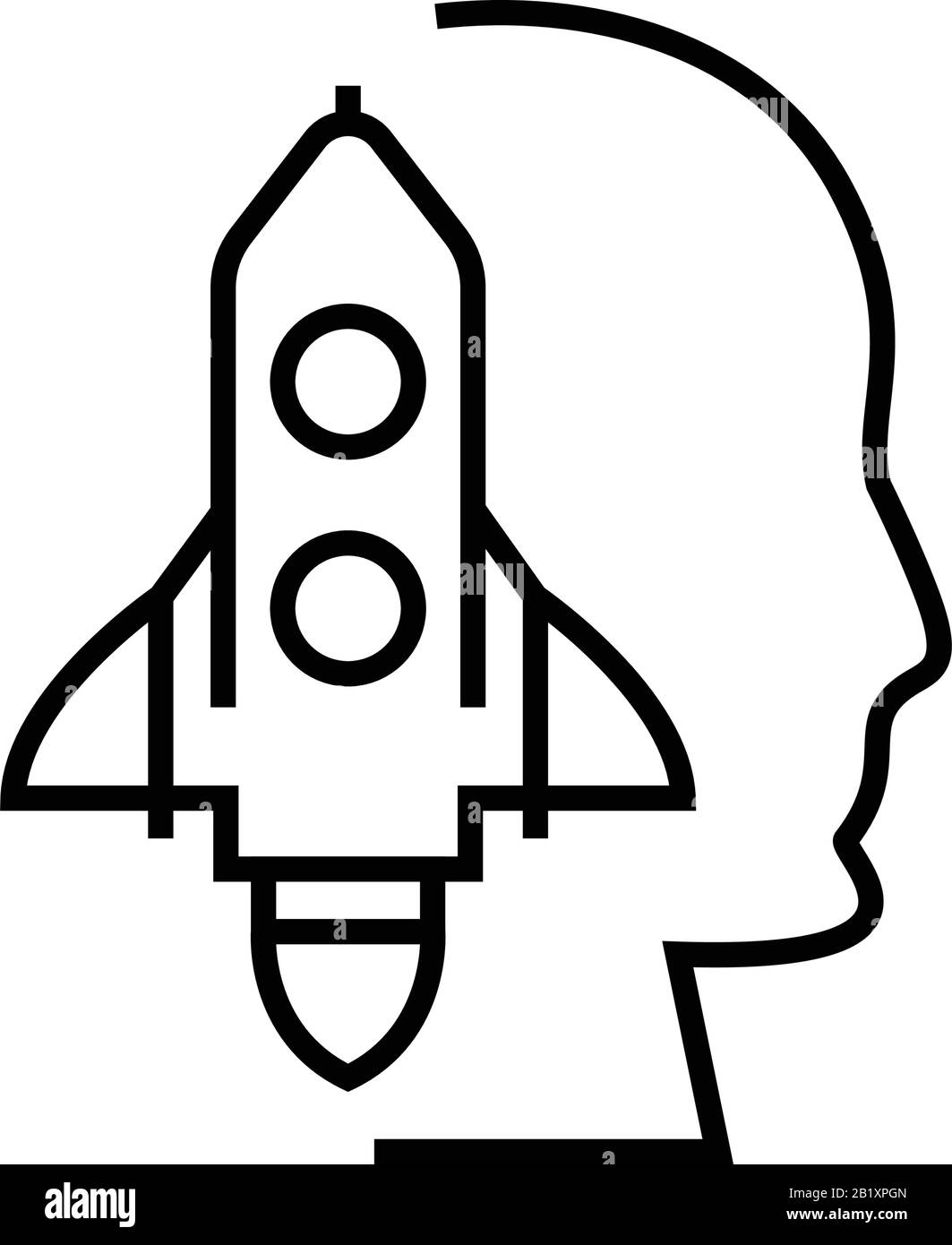 Launching project line icon, concept sign, outline vector illustration ...