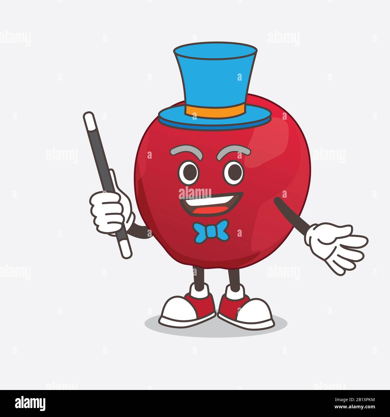 A picture of apple cartoon mascot character performance as a Magician ...