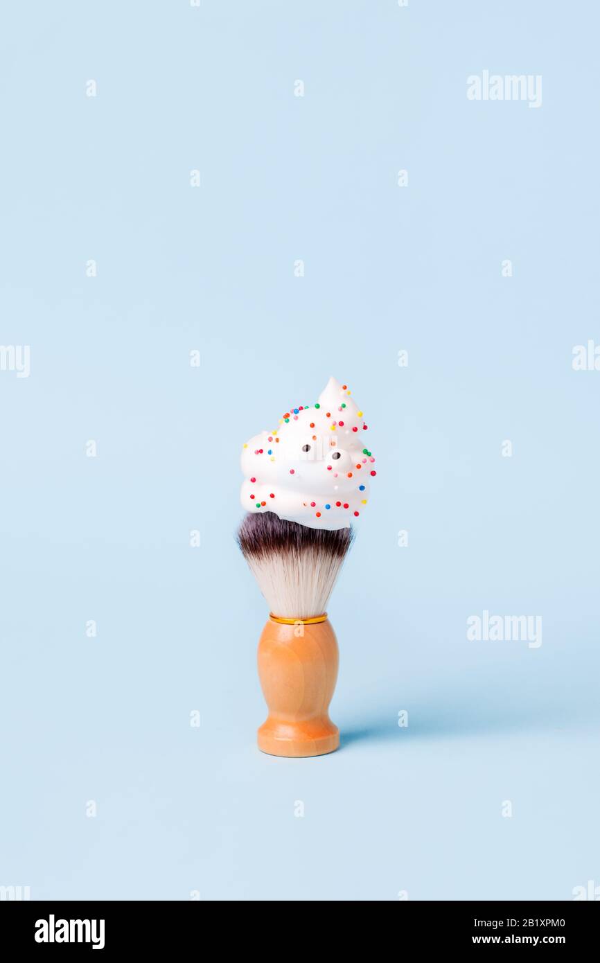 Wooden classic shaving brush with foam, eyes and candy confetti ...