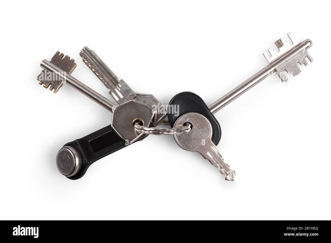 Bunch of five keys on white background Stock Photo - Alamy