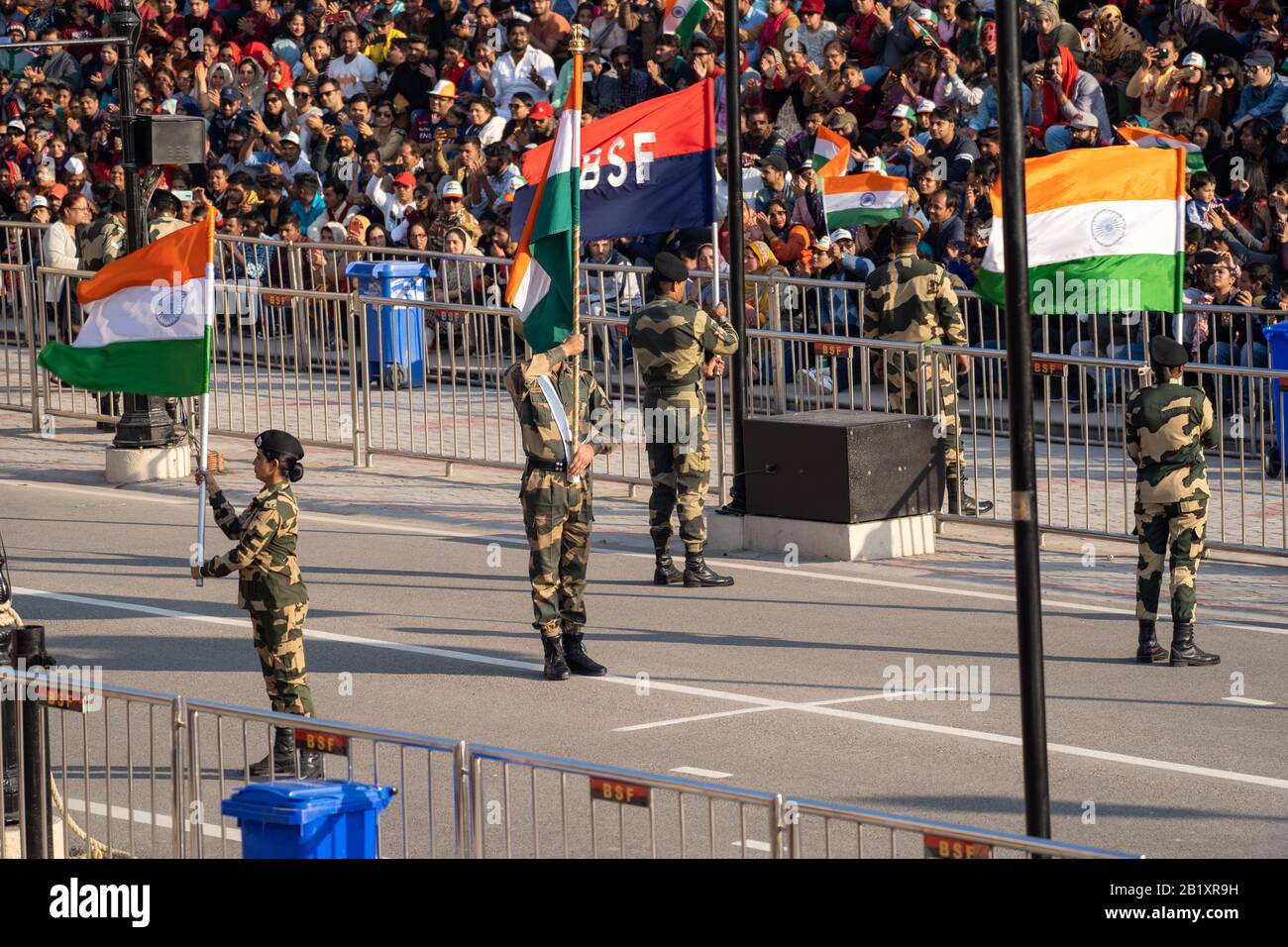 Attari, India - Febuary 8, 2020: Indian Border Security Force members ...