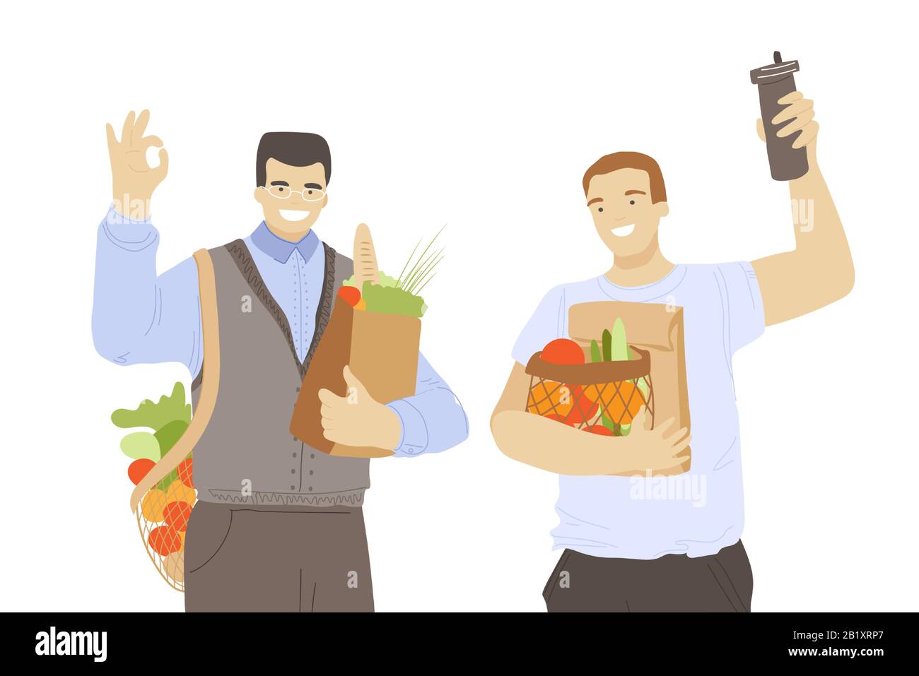 Two happy joyful young Stock Vector Images - Alamy