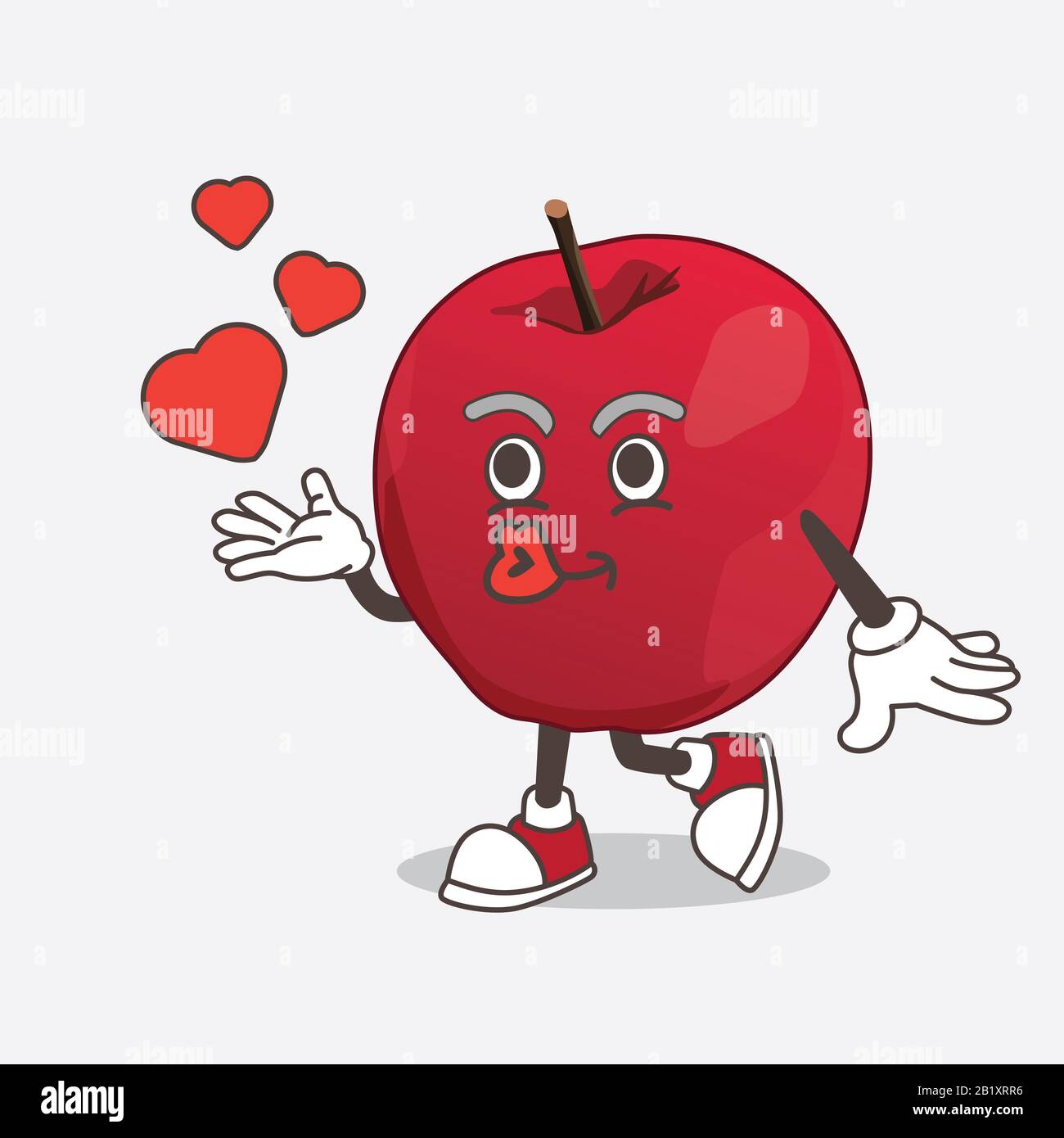 A picture of apple cartoon mascot character teasing with heart kiss ...