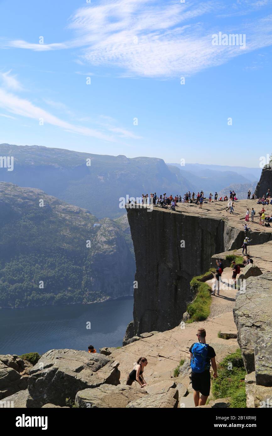 Preikestolen - famous cliff at the norwegian mountains Stock Photo - Alamy