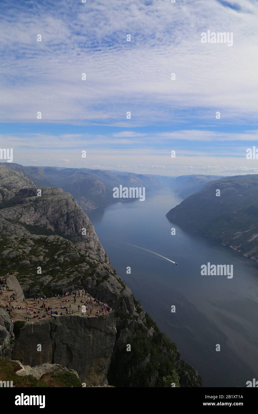 Preikestolen - famous cliff at the norwegian mountains Stock Photo - Alamy