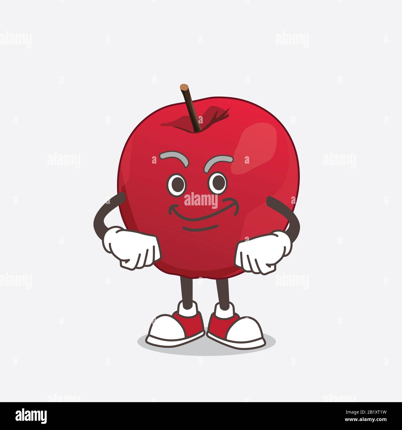 A picture of apple cartoon mascot character with Smirking face Stock ...
