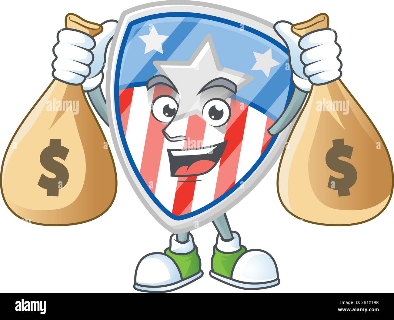A cute image of shield badges USA with star cartoon character holding ...