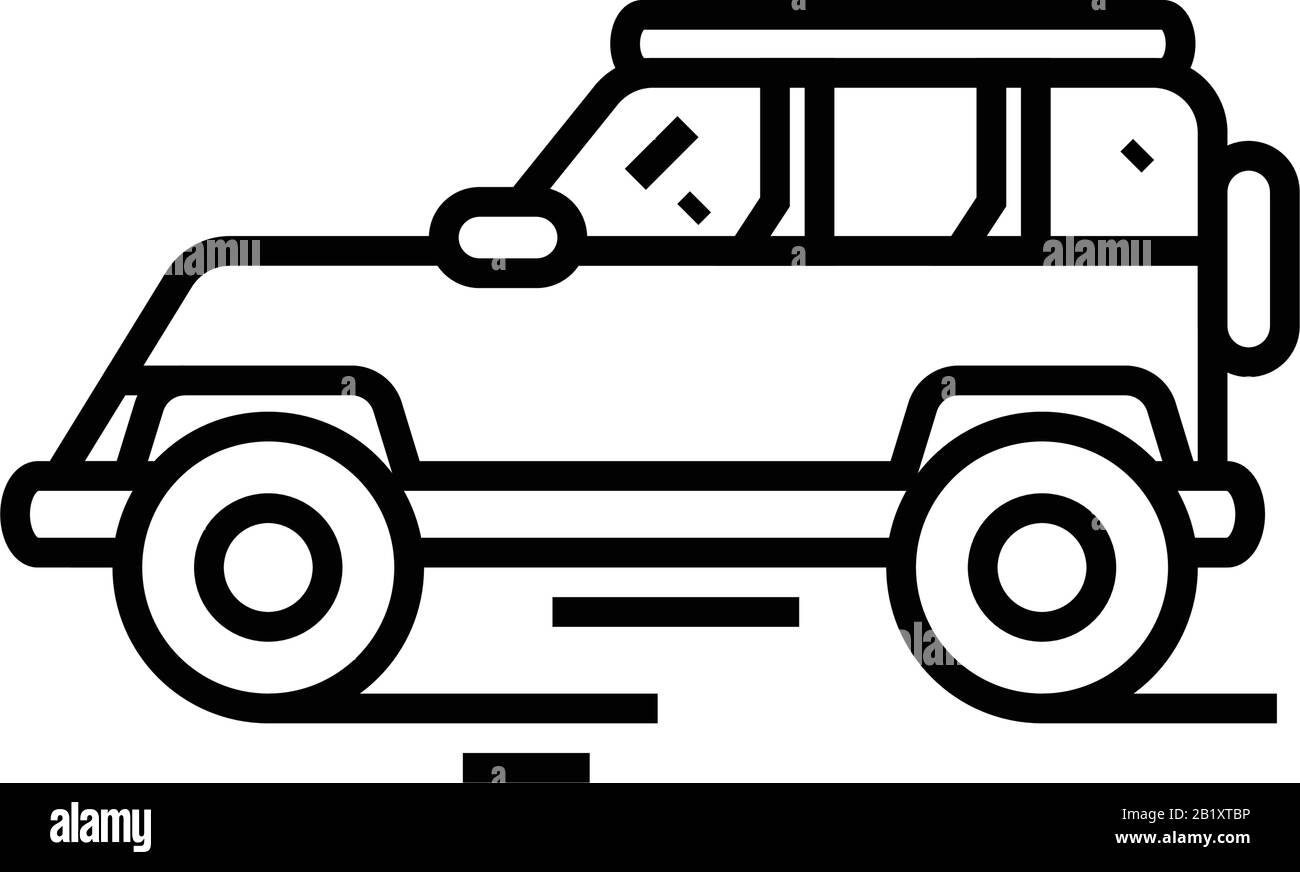 Jeep testing line icon, concept sign, outline vector illustration ...