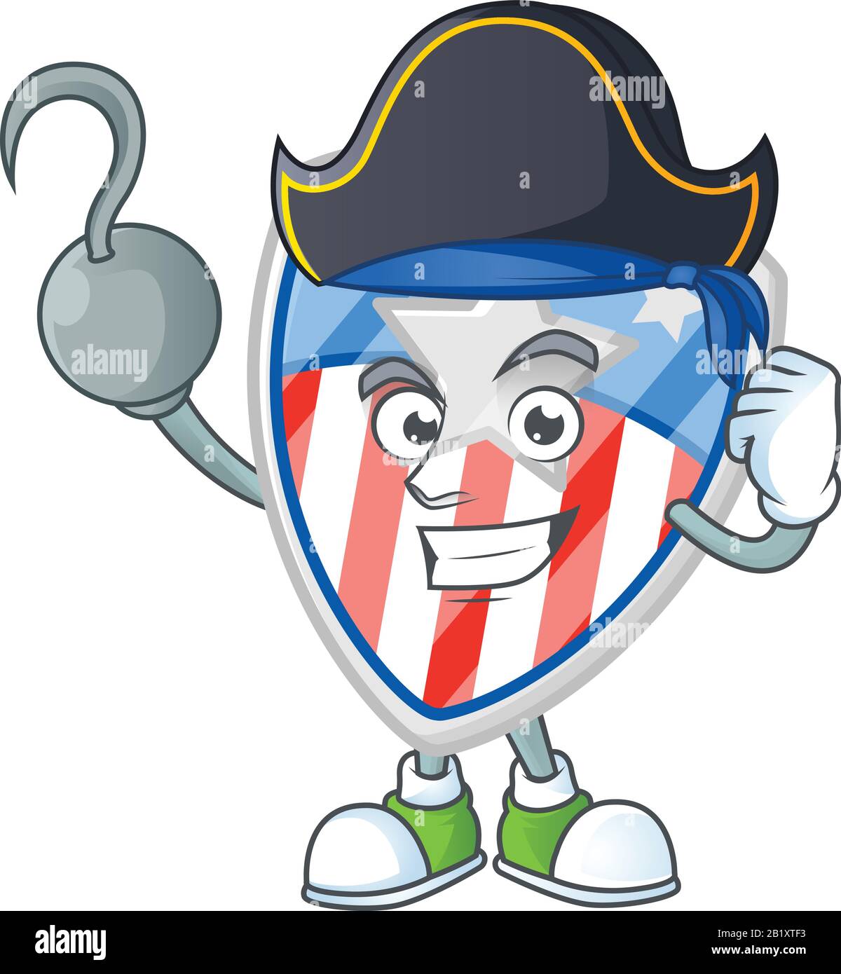 Calm one hand Pirate shield badges USA with star mascot design wearing ...