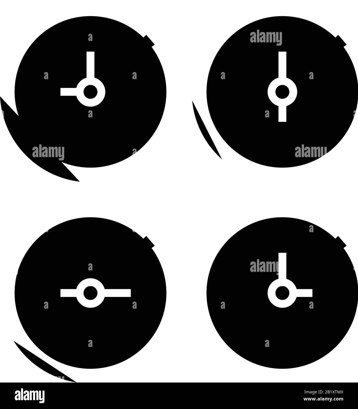 Clocks black icon, concept illustration, vector flat symbol, glyph sign ...